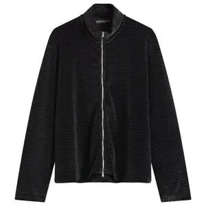Our Legacy Shrunken Fullzip Polo - Phantom Stripe Velour
